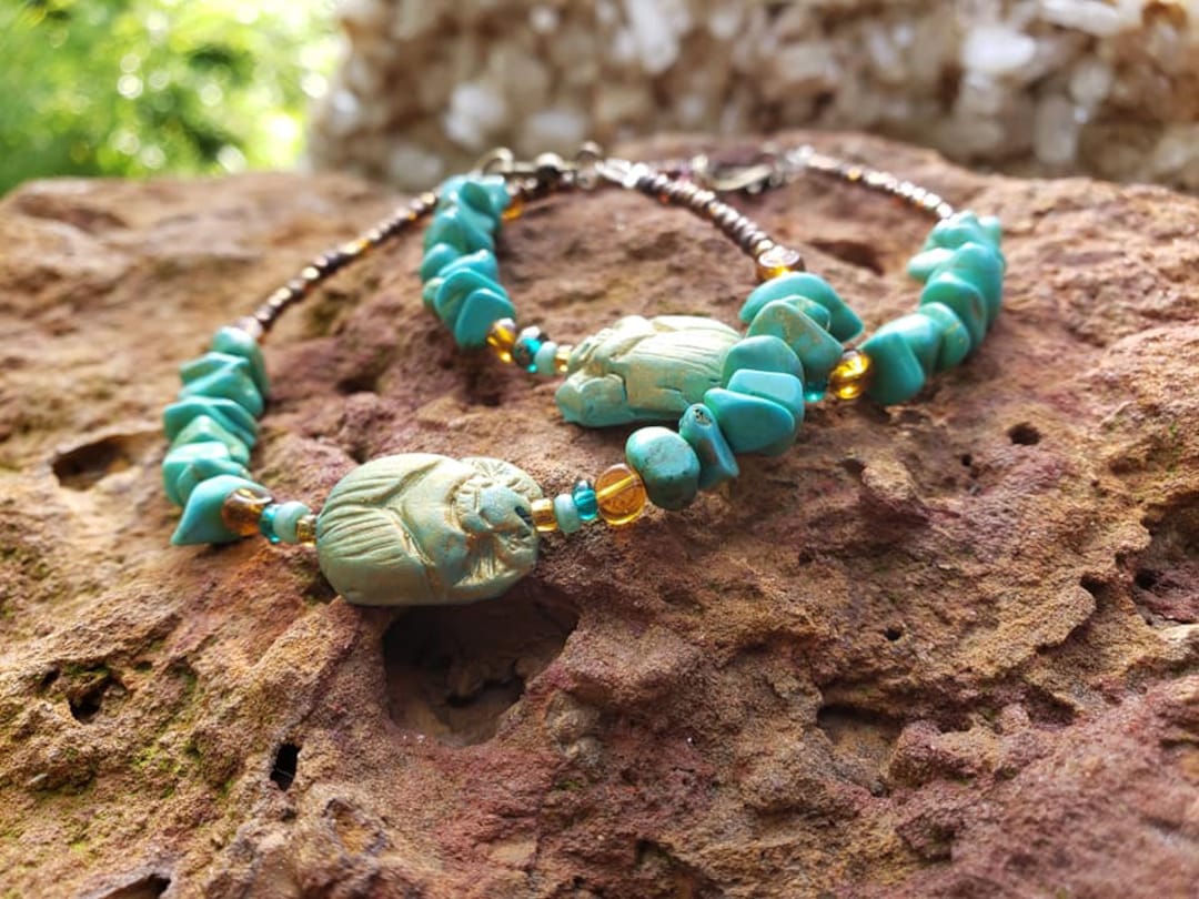 Egyptian Stone Bracelet, Turquoise Scarab Bracelet, Turquoise Egyptian ...