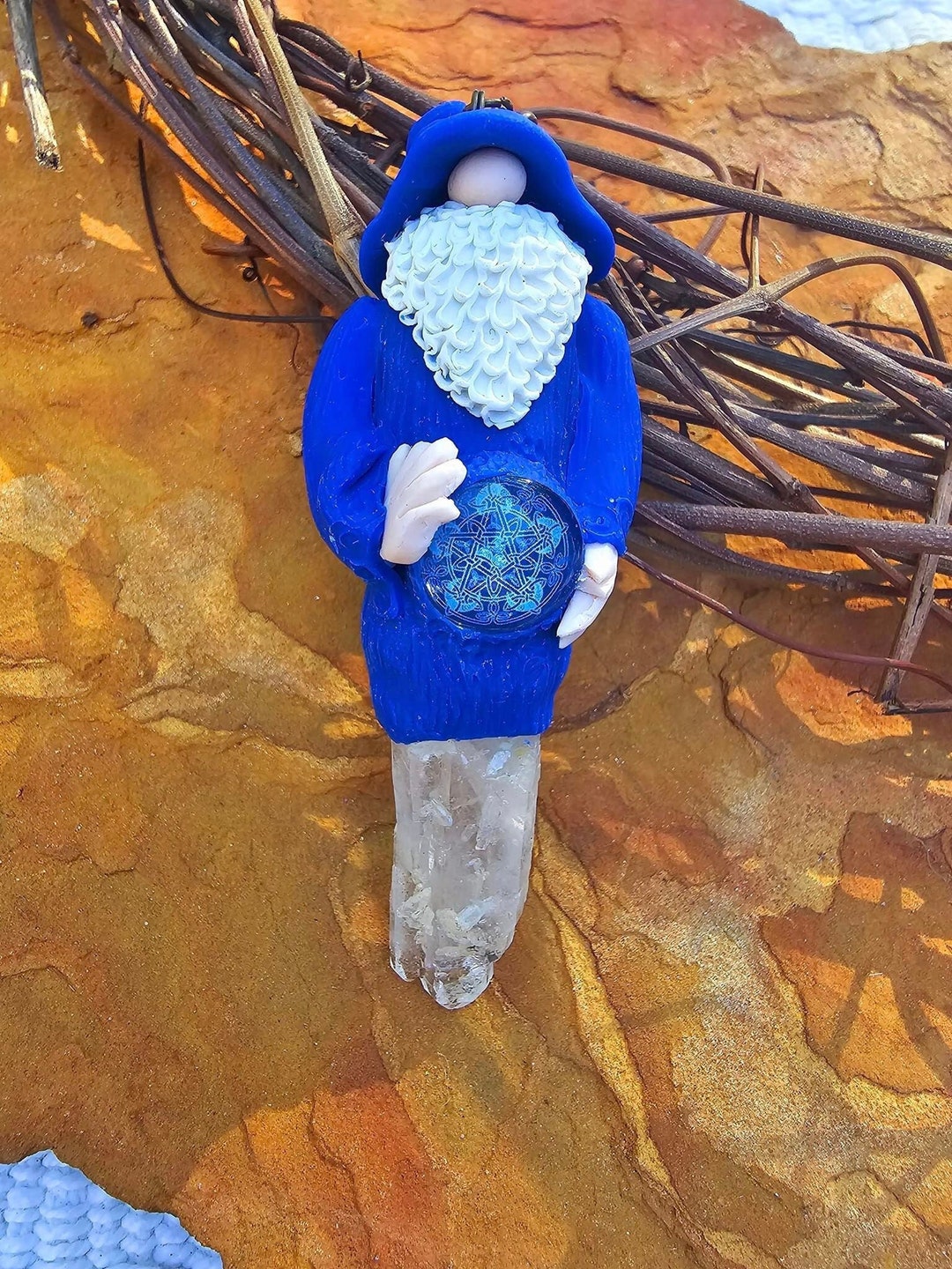 Unique Wizard Wand Pendant, Polymer Clay Crystal Pendant, Polymer Clay ...