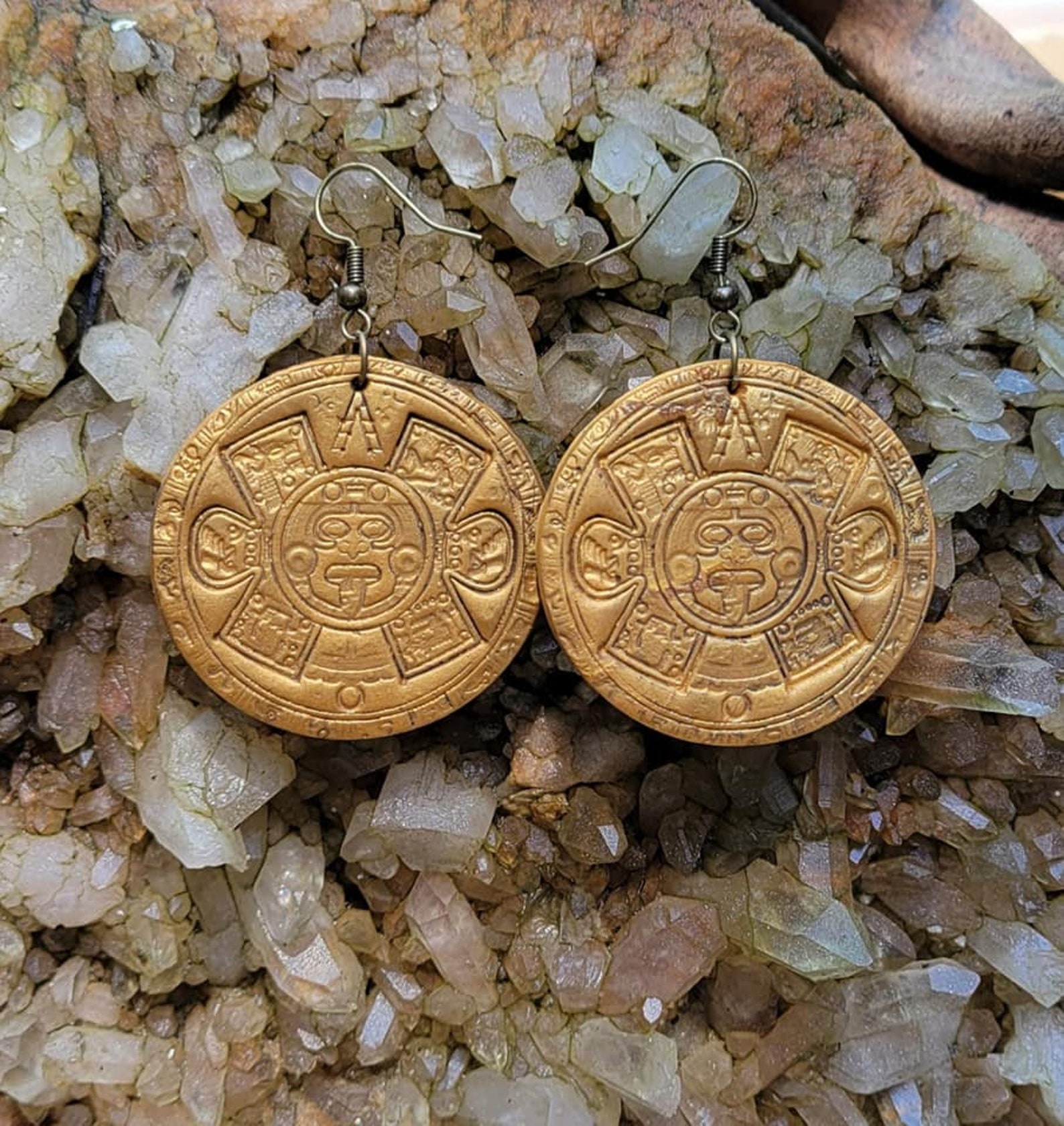 Aztec Sun God Earrings | Festival-ready Aztec Jewelry | Lightweight ...