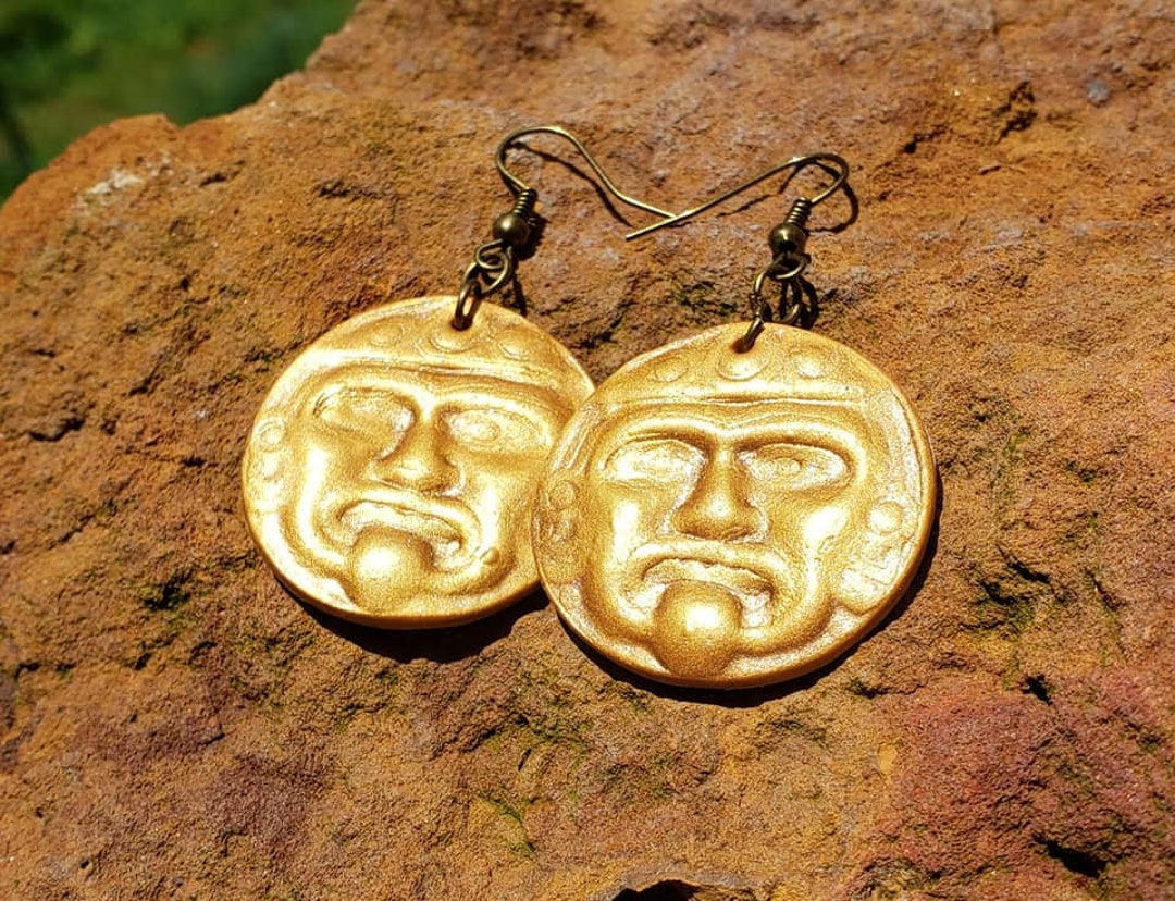Festival-ready Mayan Sun God Earrings | Lightweight Aztec Jewelry ...