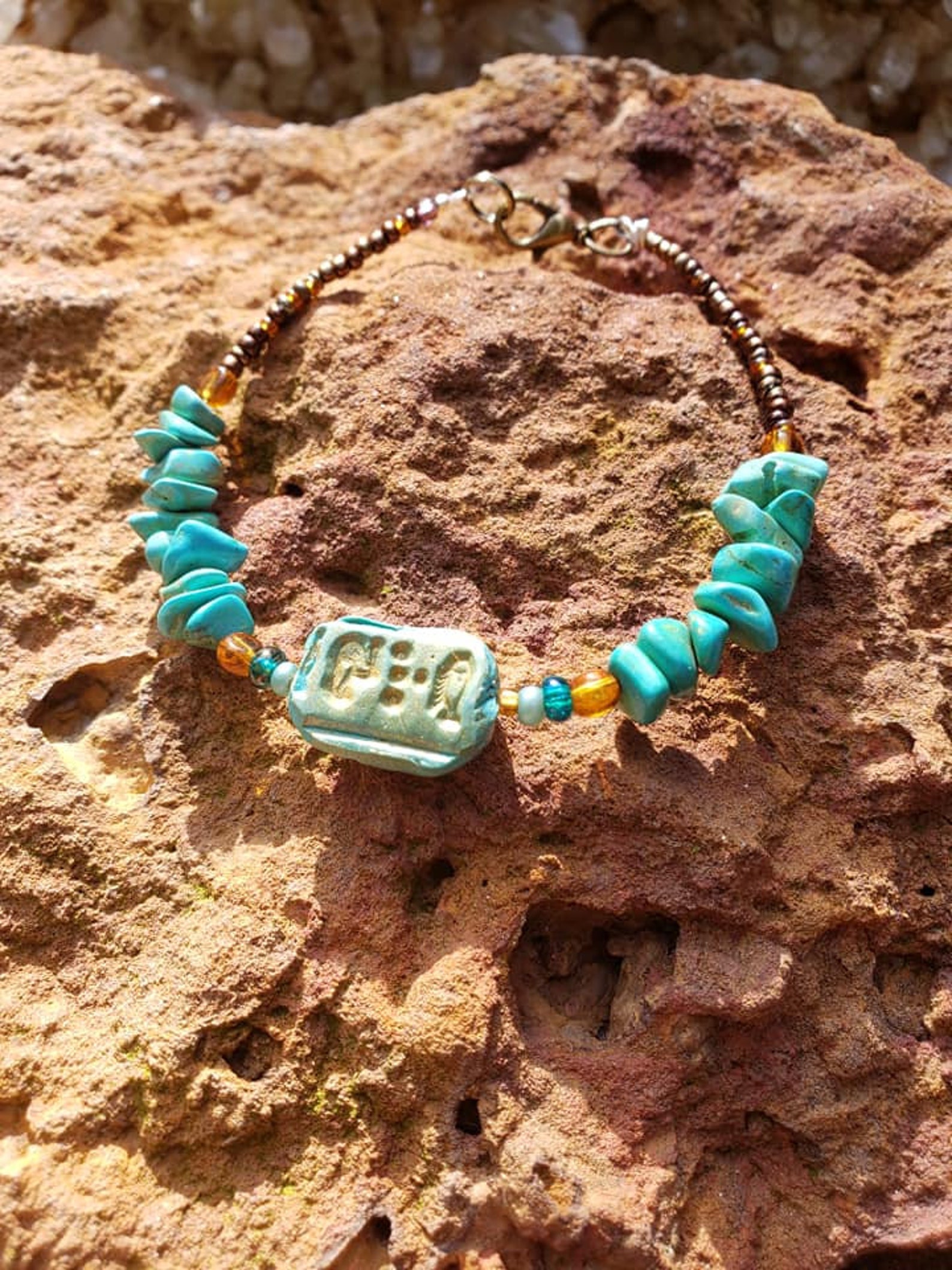 Egyptian Stone Bracelet Turquoise Scarab Bracelet Turquoise - Etsy