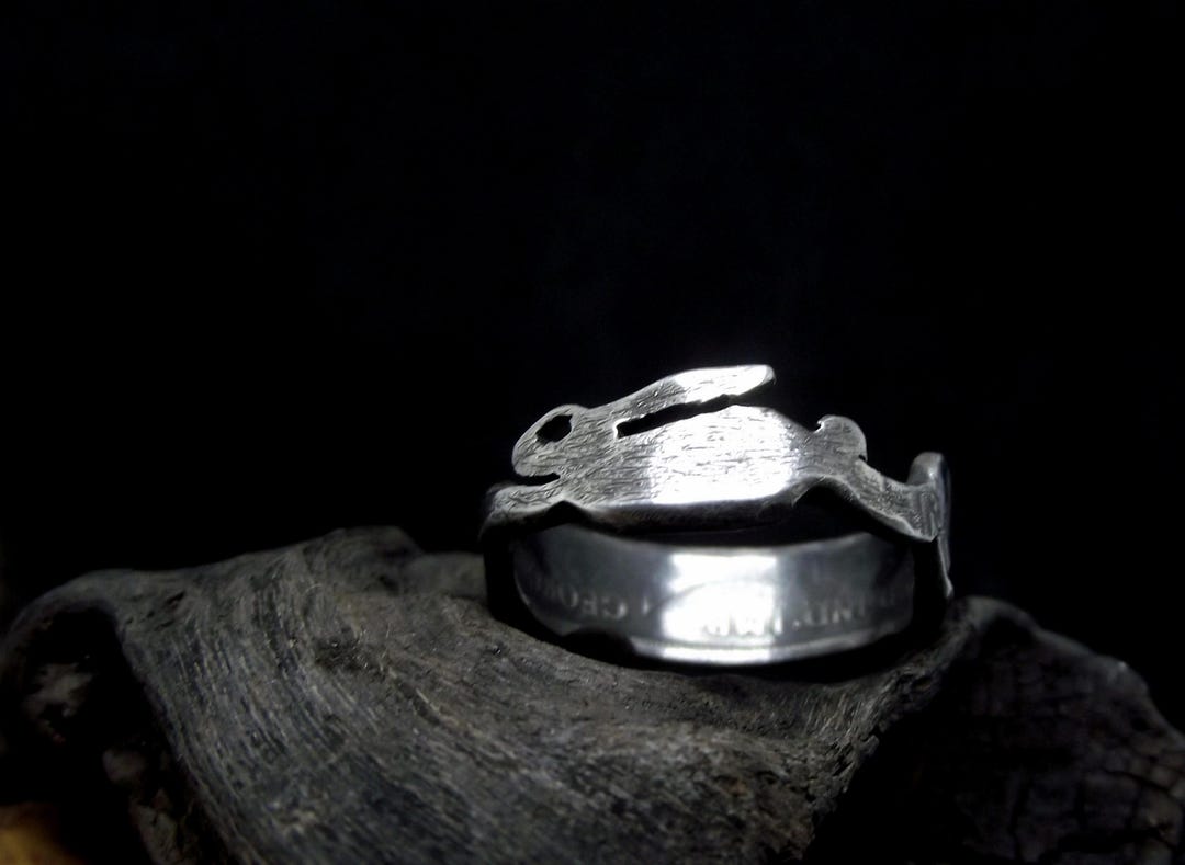 Leaping Hare Ring: Hand Made From a 1919 Silver Coin, Size X (UK) 66 ...
