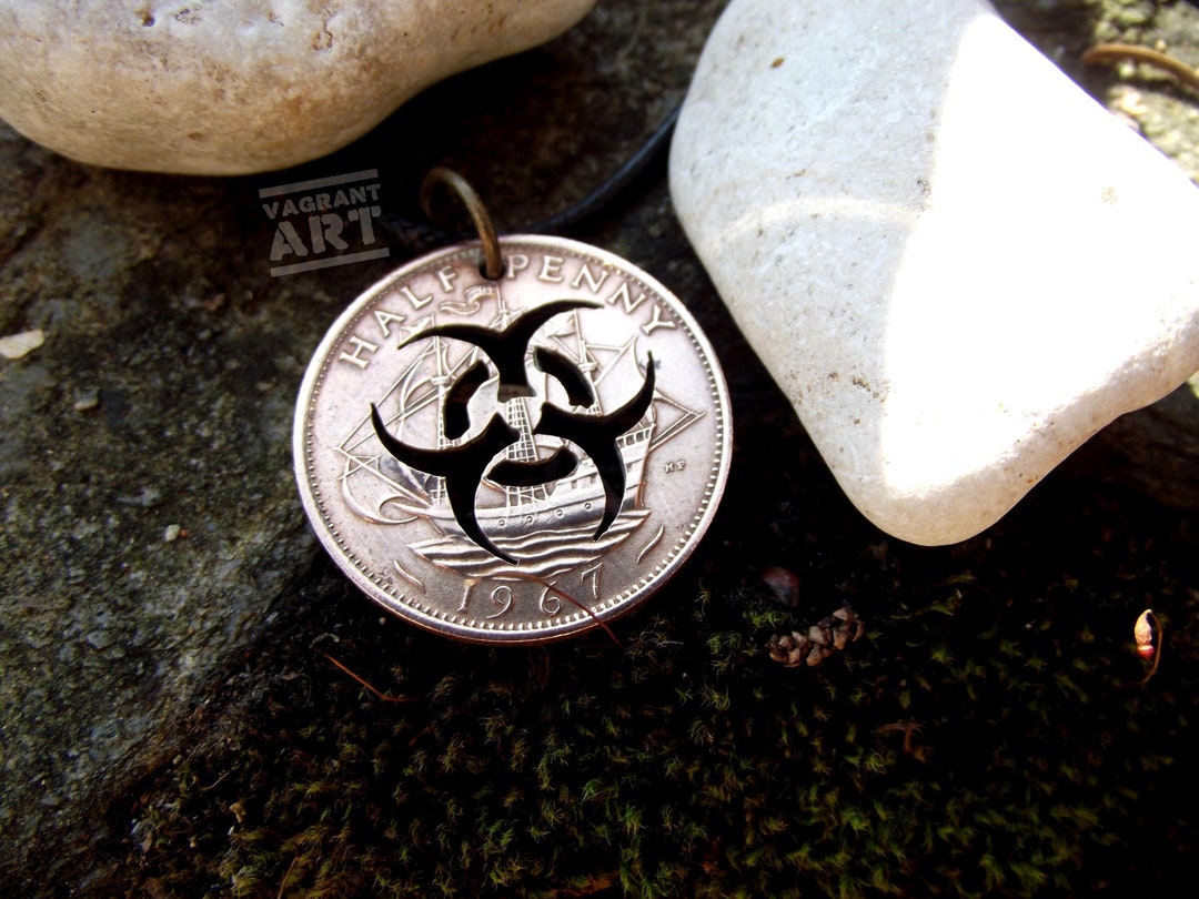 Toxic Necklace, Hand Cut Pendant Featuring the Biohazard Symbol ...