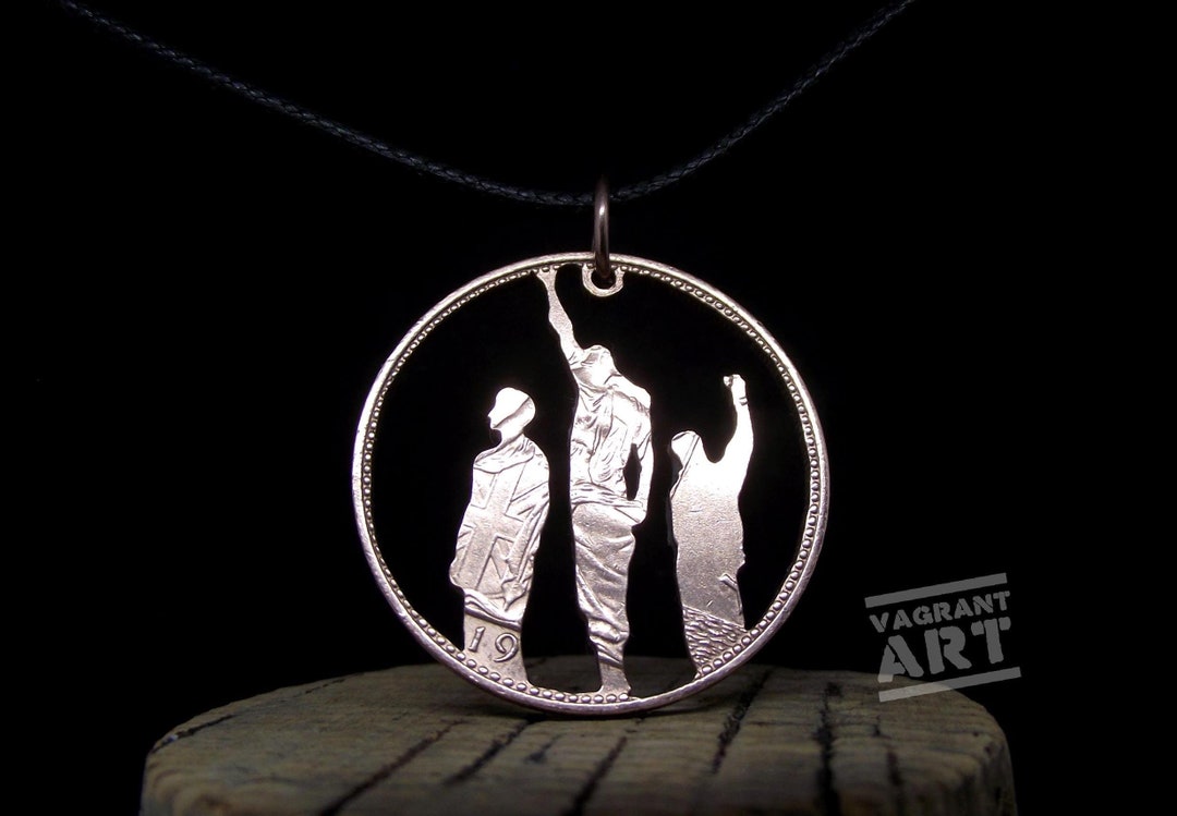 Black Power Necklace, Genuine Hand Cut Vintage Penny, 1968 Olympics ...