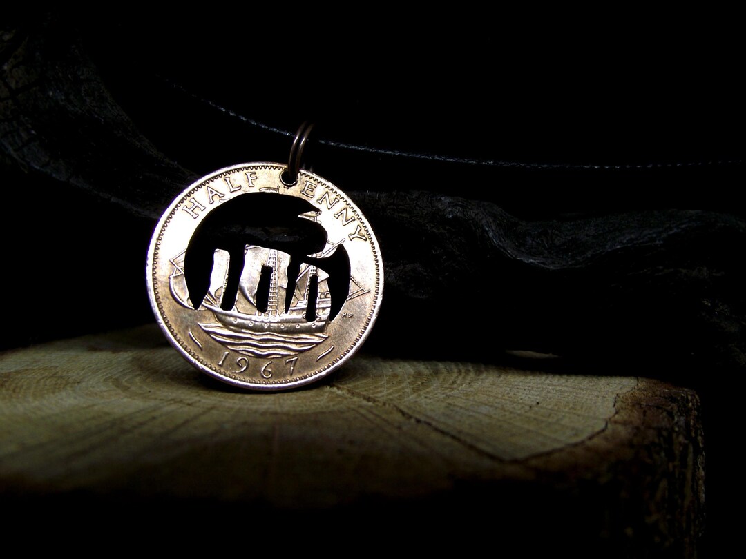 STONEHENGE Necklace, Hand Cut Coin Pendant, Vintage Bronze Half Penny ...