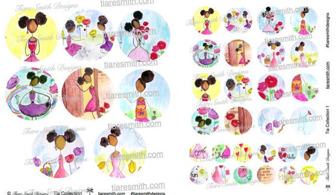 Tia Collection Printable, JPG/PDF Sticker Sheet, Collage Sheet, Planner ...