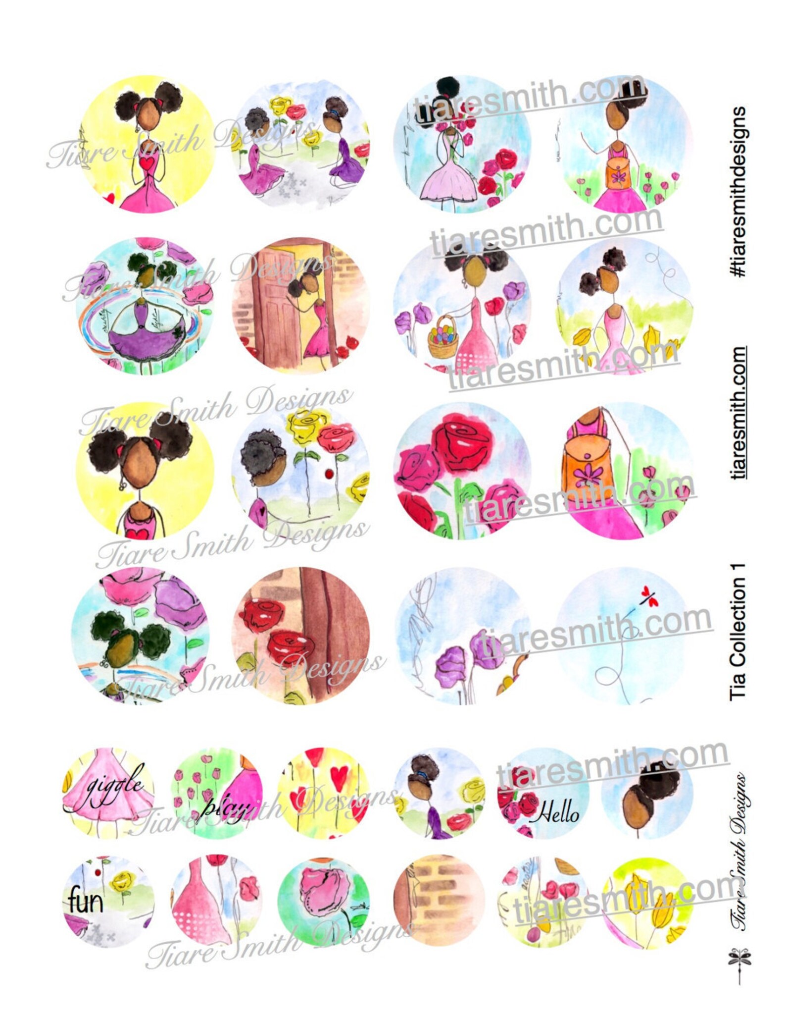 Tia Collection Printable, JPG/PDF Sticker Sheet, Collage Sheet, Planner ...
