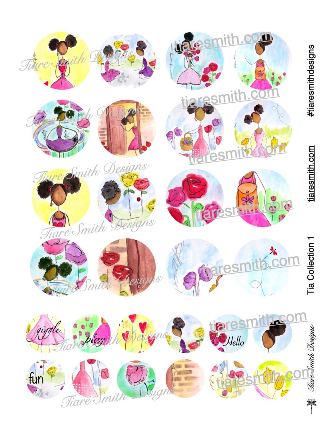 Tia Collection Printable, JPG/PDF Sticker Sheet, Collage Sheet, Planner ...