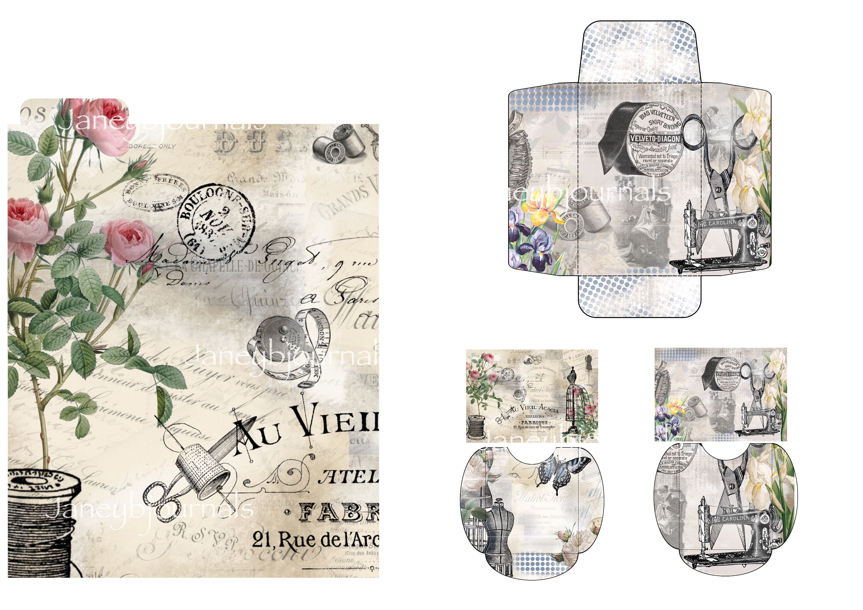 Junk Journal Kit Printable Papers and Ephemerasewing and - Etsy