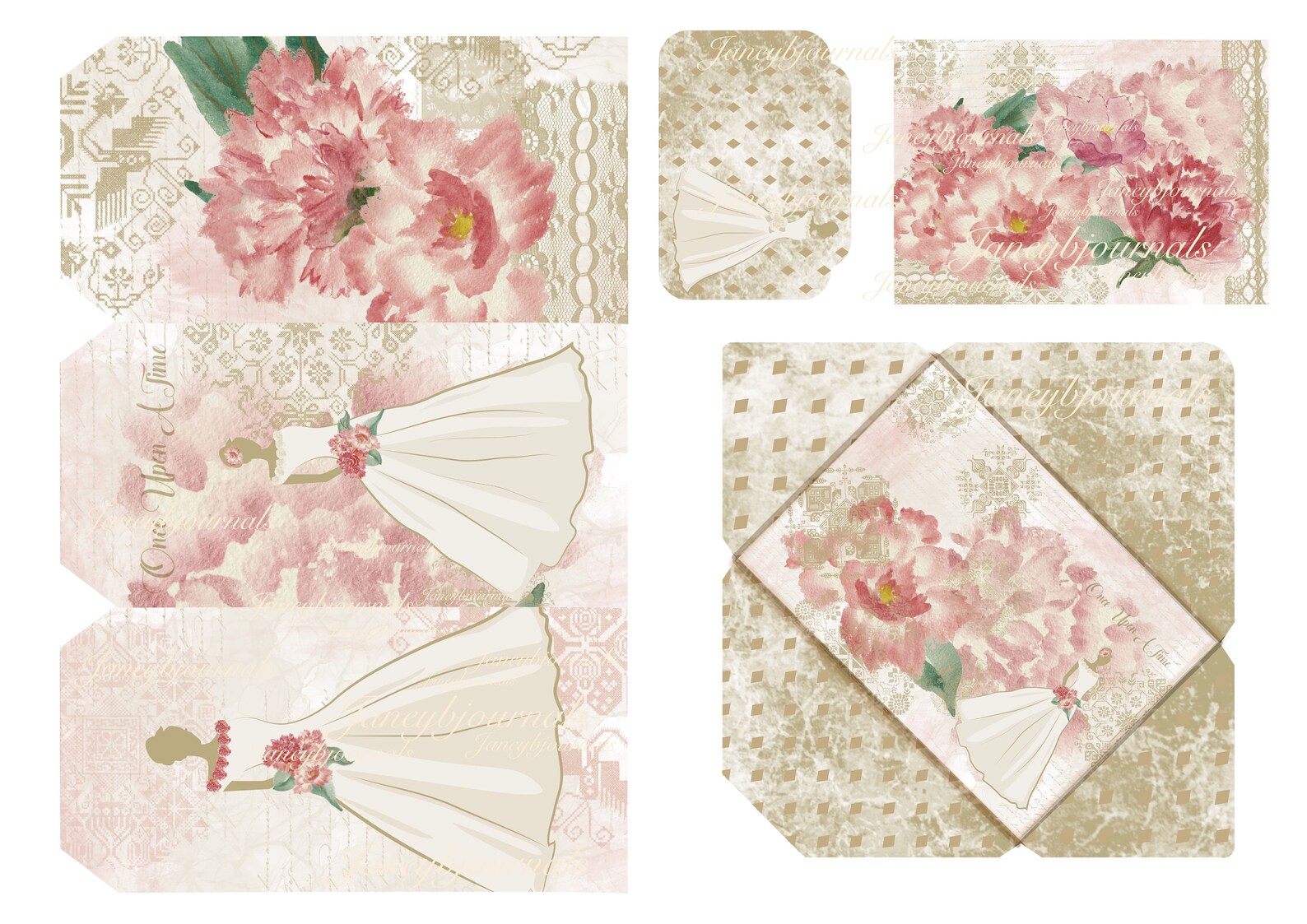 Junk journal printable kit stunning contemporary wedding | Etsy