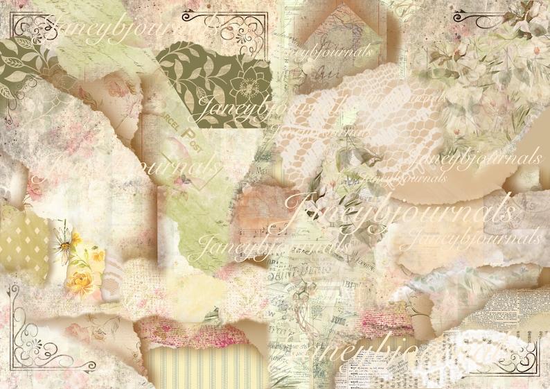 Junk Journal Printables 20 Pages of Collage Papers and - Etsy