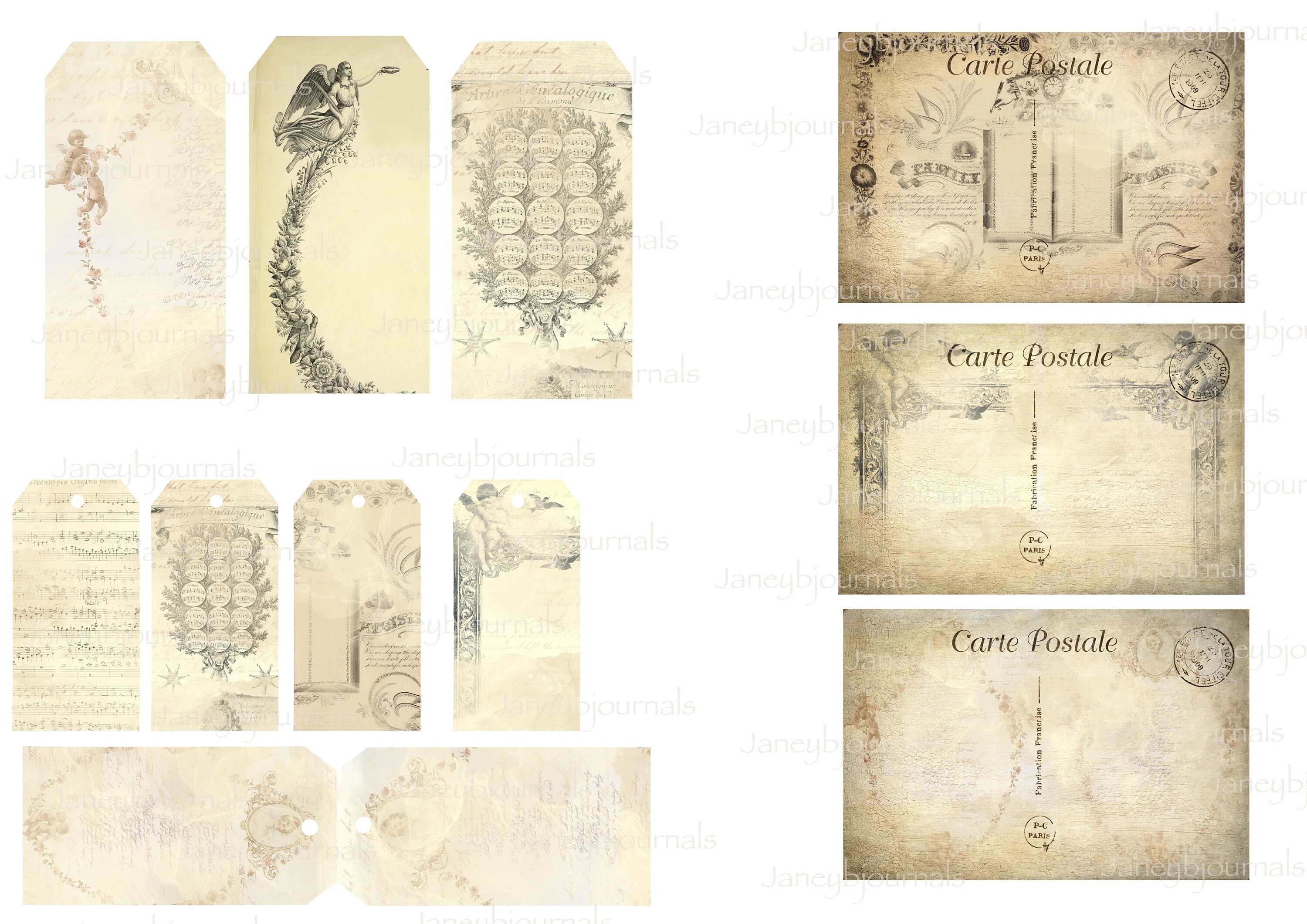 Junk Journal Printable Background and Filler Papers and Tags - Etsy UK