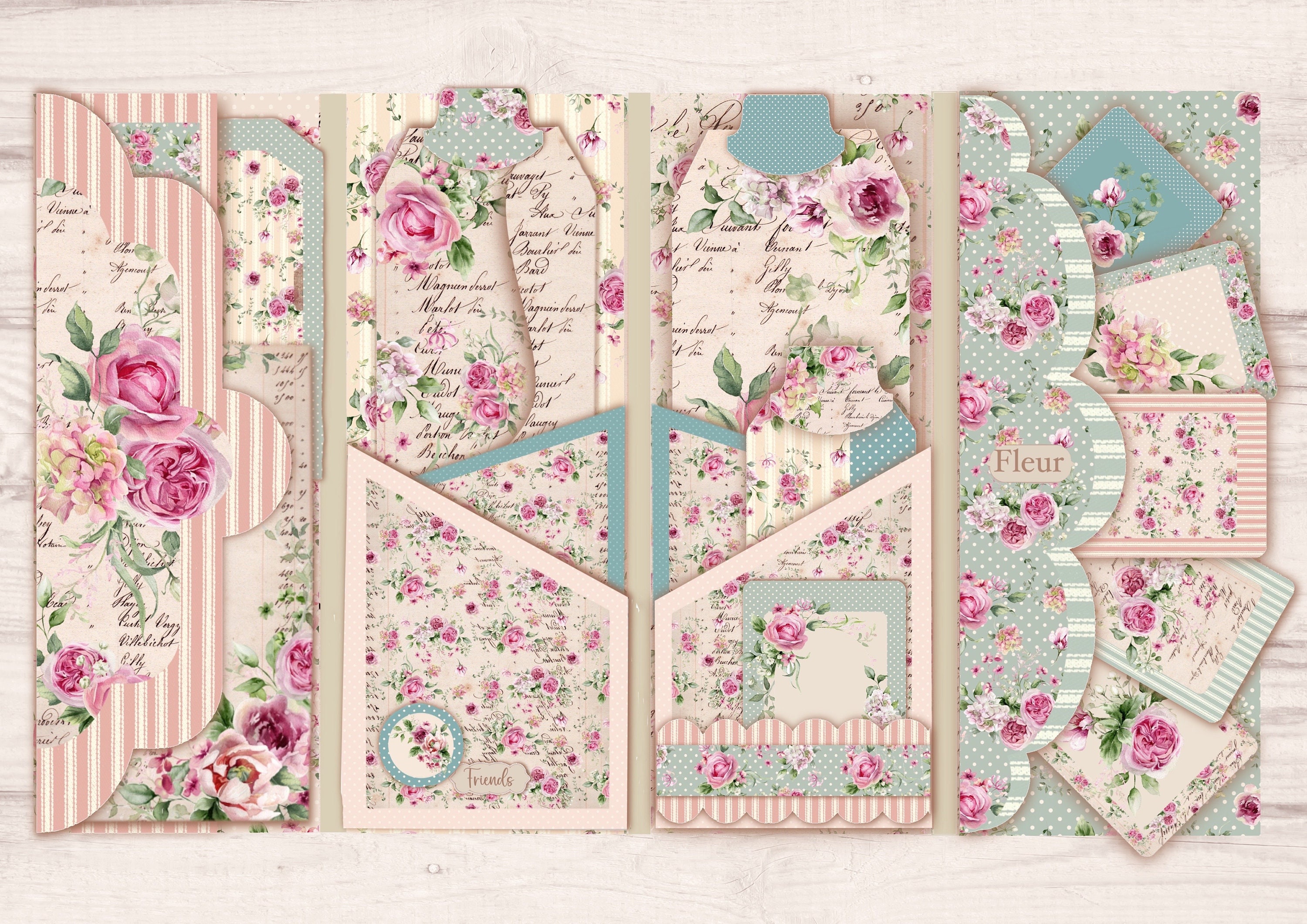 Tall Floral Folio 3 a Pretty Folio With so Many Options for - Etsy UK