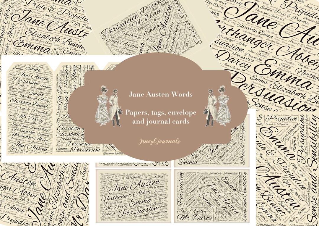 Jane Austen Words, Junk Journal Printable, Digital Download, Use for ...