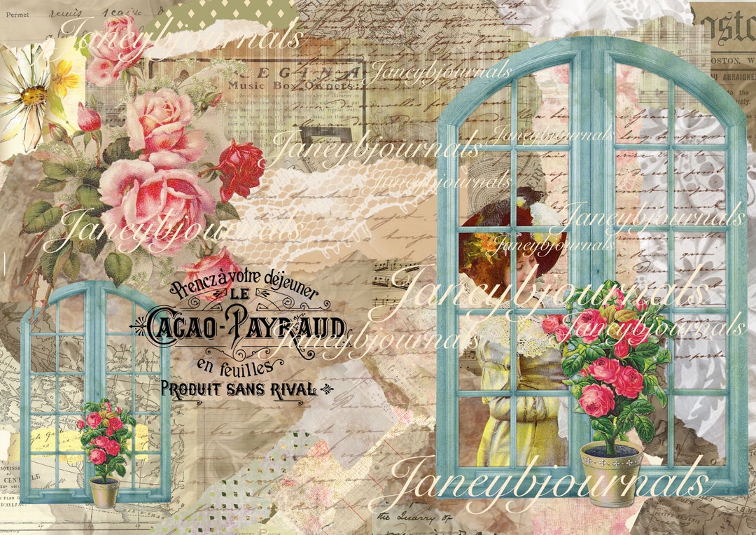 Windows, a Printable Junk Journal Kit, 20 Pages, Papers and Ephemera ...