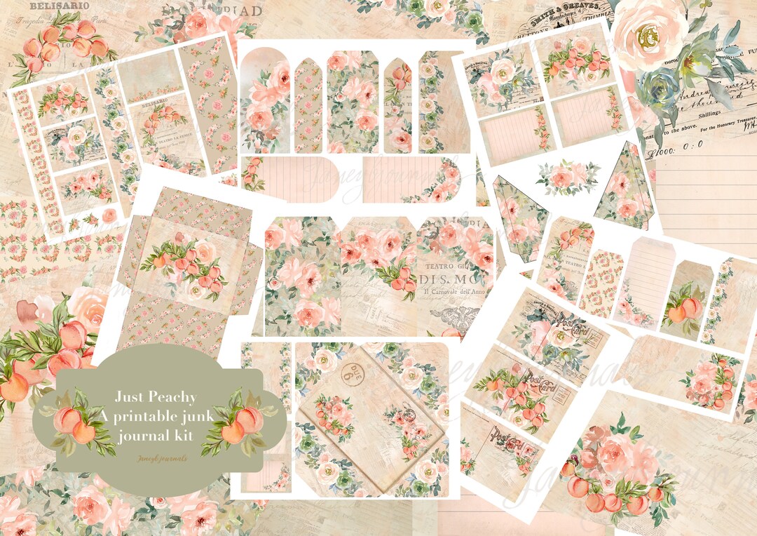 Just Peachy, a Printable Junk Journal Kit, 20 Pages Backgrounds and ...