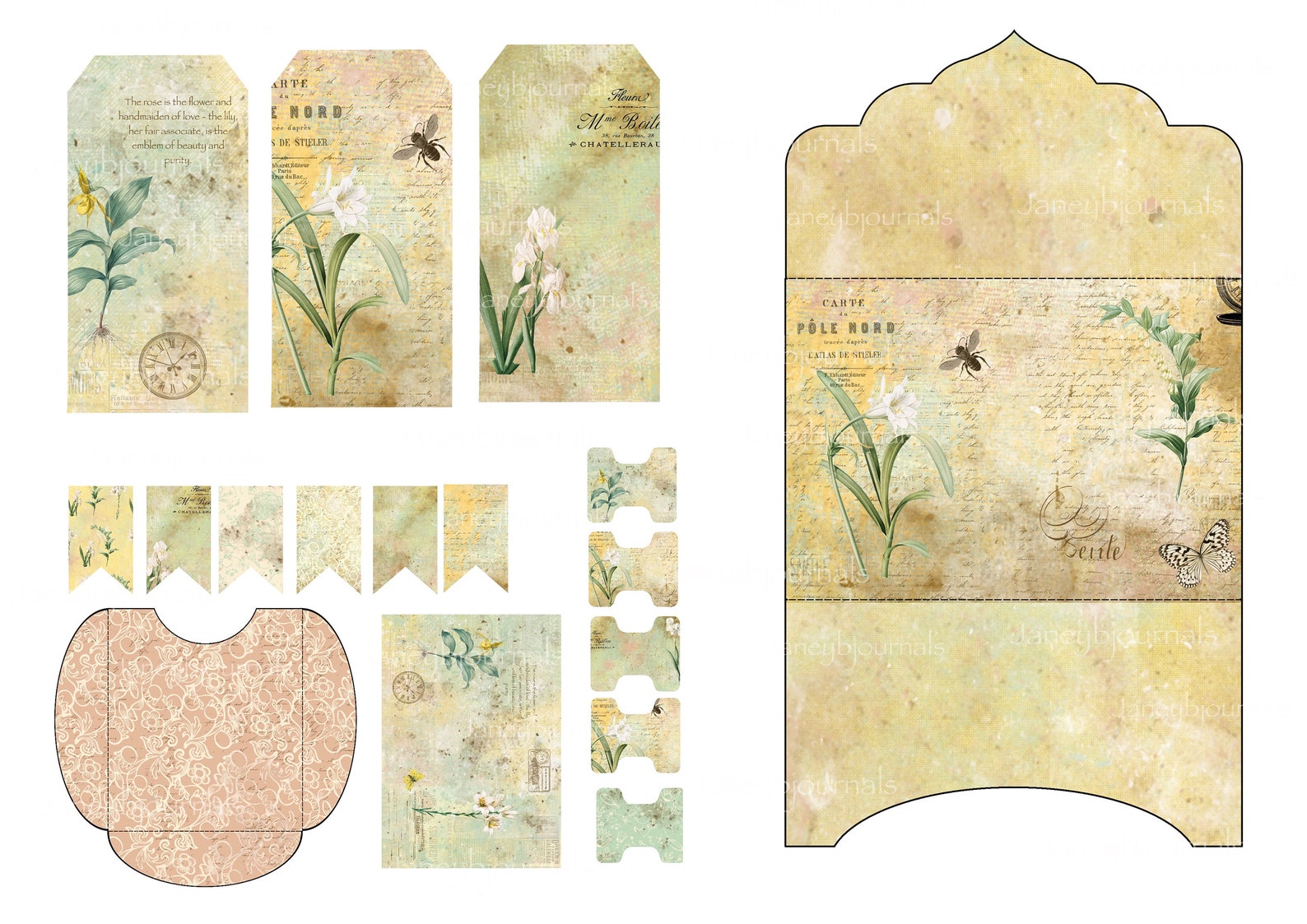 Junk Journal Printable Kit Botanical Yellows Digital - Etsy