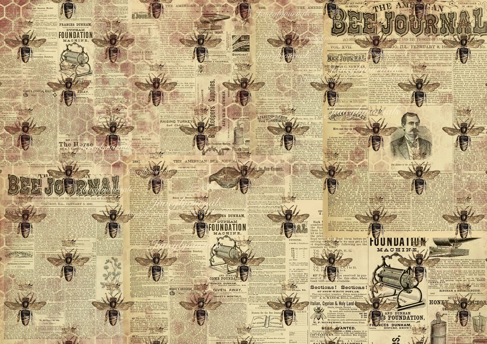 Companion Papers for Junk Journal Kit Honey Roses 15 Pages - Etsy UK