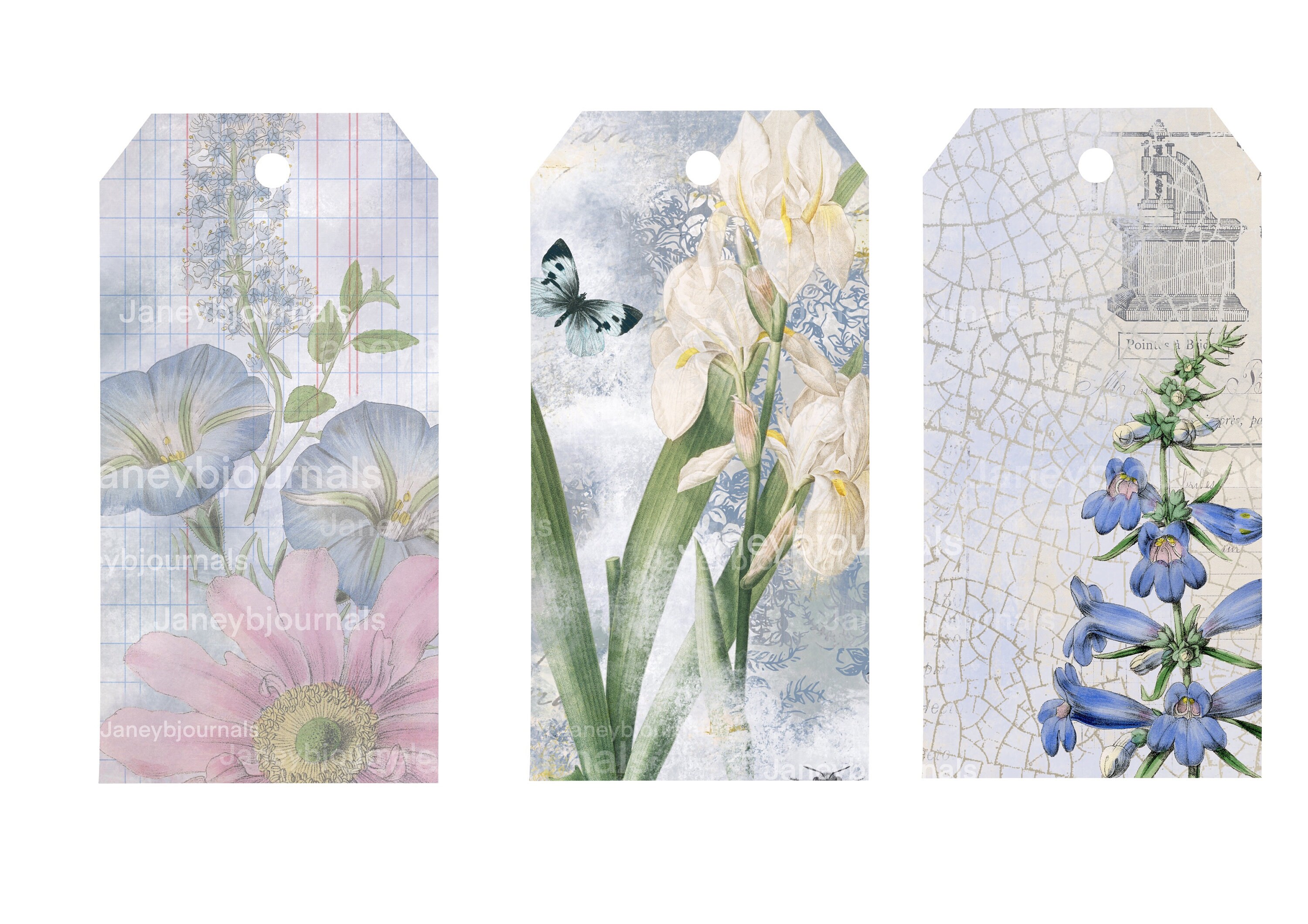 Botanical junk journal kit paper and ephemera muted large | Etsy