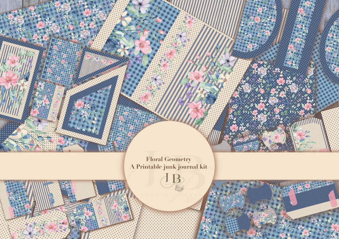 Junk Journal Printable Papers, Floral Geometry, a Beautiful Set of ...