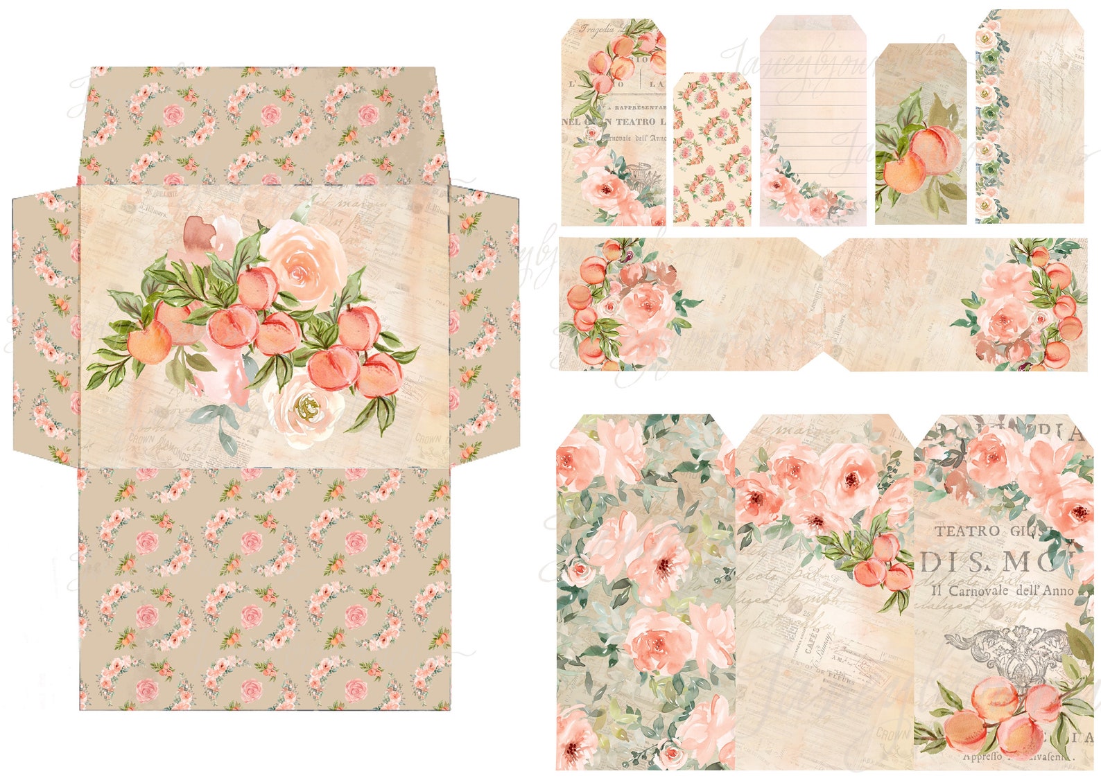 Just Peachy a printable junk journal kit 20 pages | Etsy