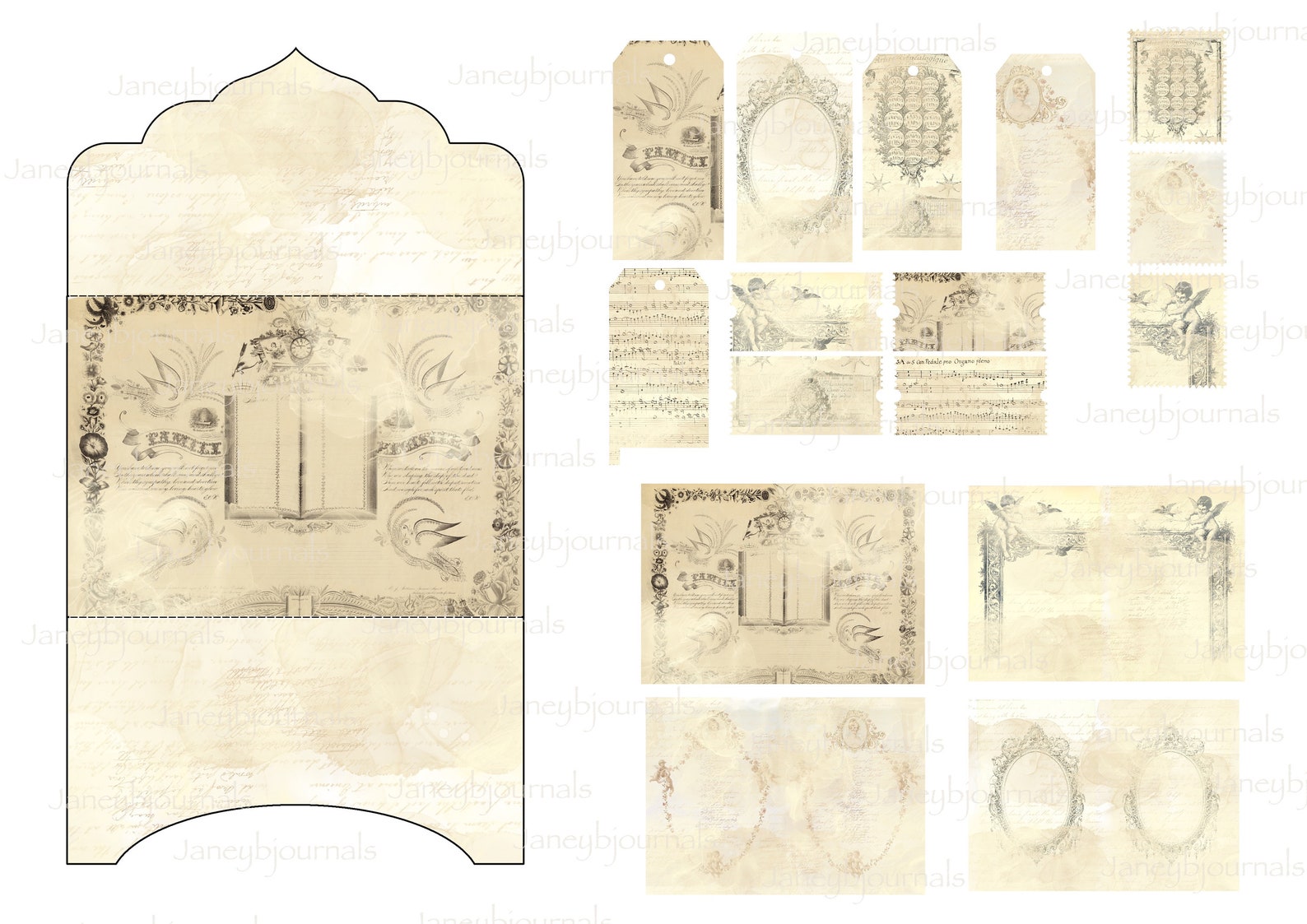 Junk Journal Printable Background and Filler Papers and Tags - Etsy UK