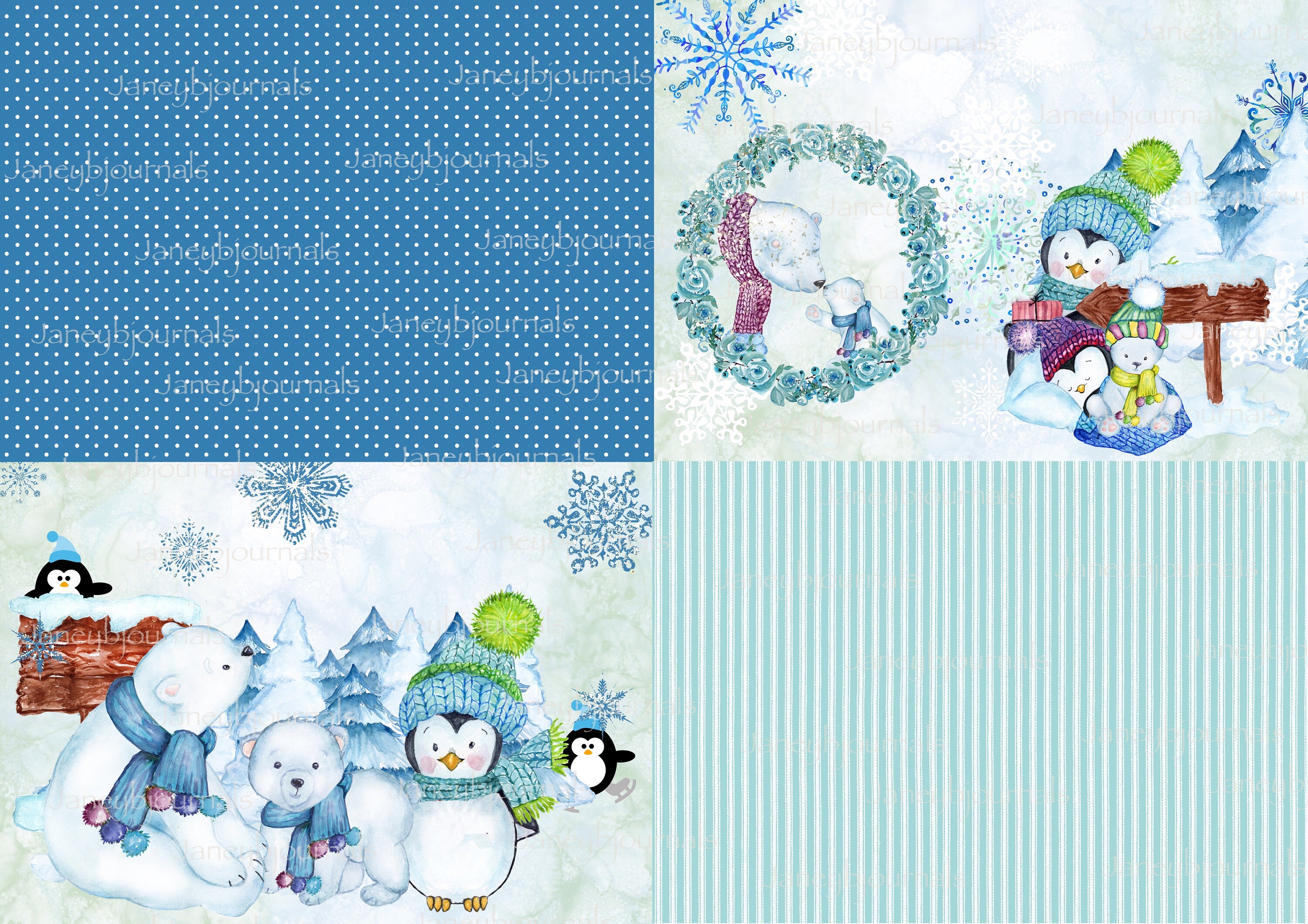 Sweet junk journal printable kit Polar friends new baby | Etsy