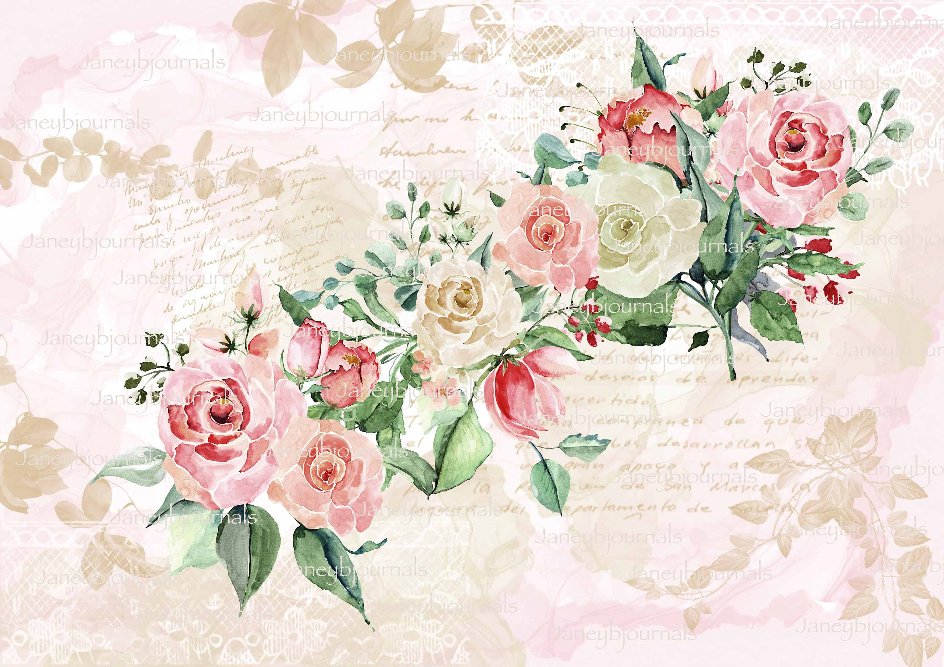 Junk Journal Printable Kit Creamy Roses Digital Download - Etsy