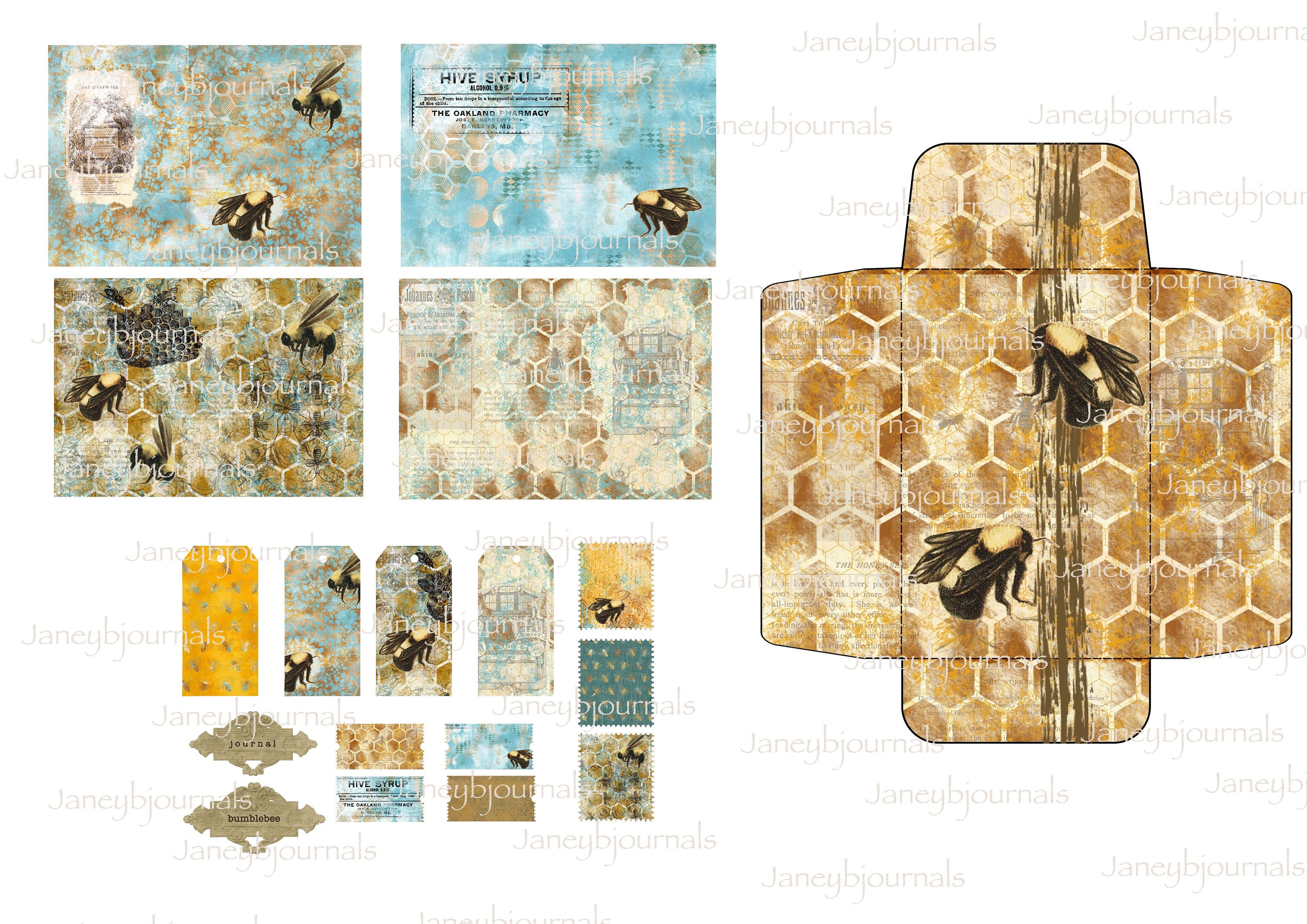 Bee Themed Junk Journal Kit 21 PAGES Customer Favourite - Etsy