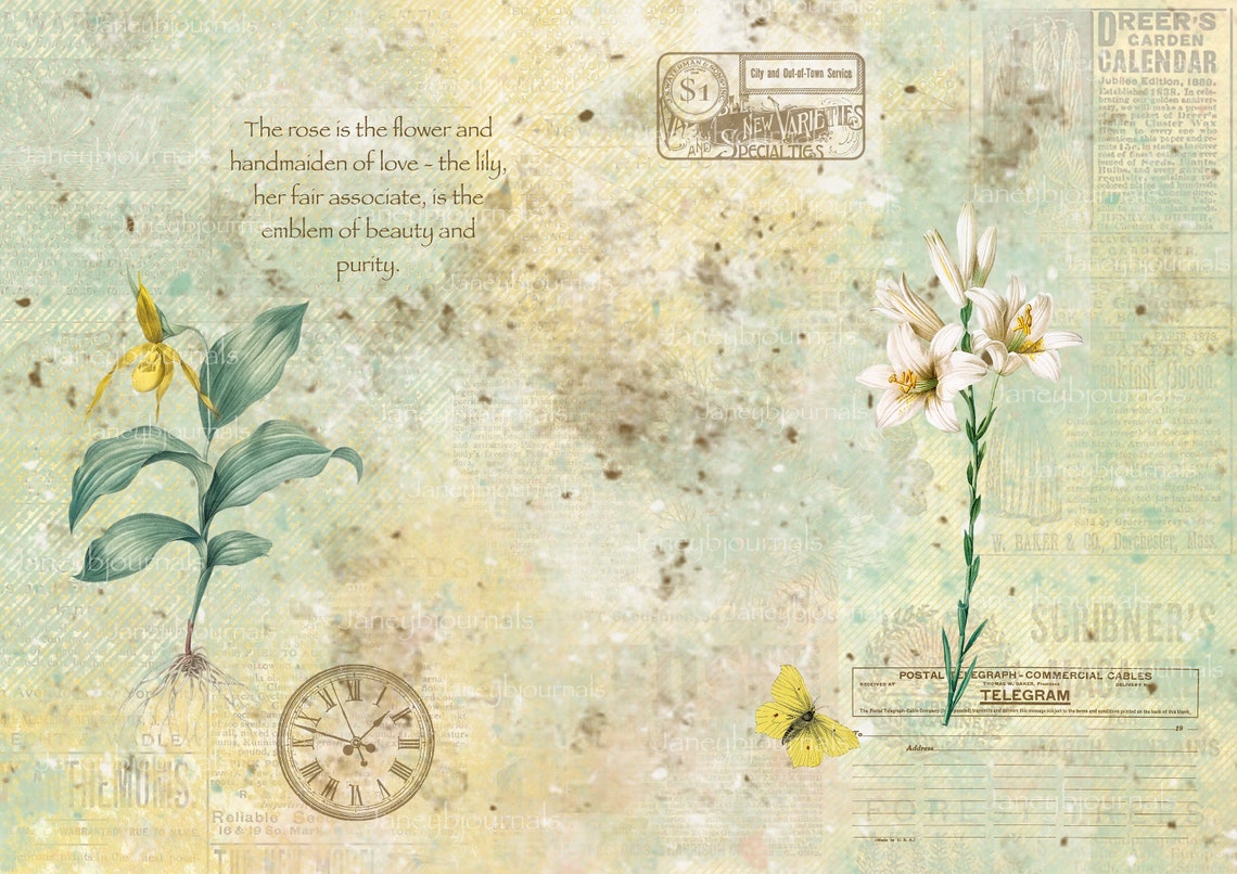 Junk Journal Printable Kit Botanical Yellows Digital - Etsy