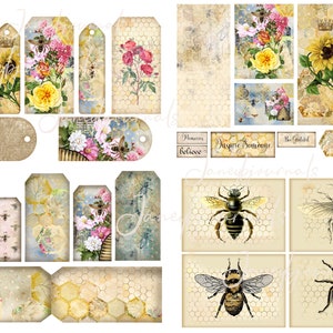 Bee Kind, a Printable Junk Journal Kit, Digital Download, 18 Sheets ...