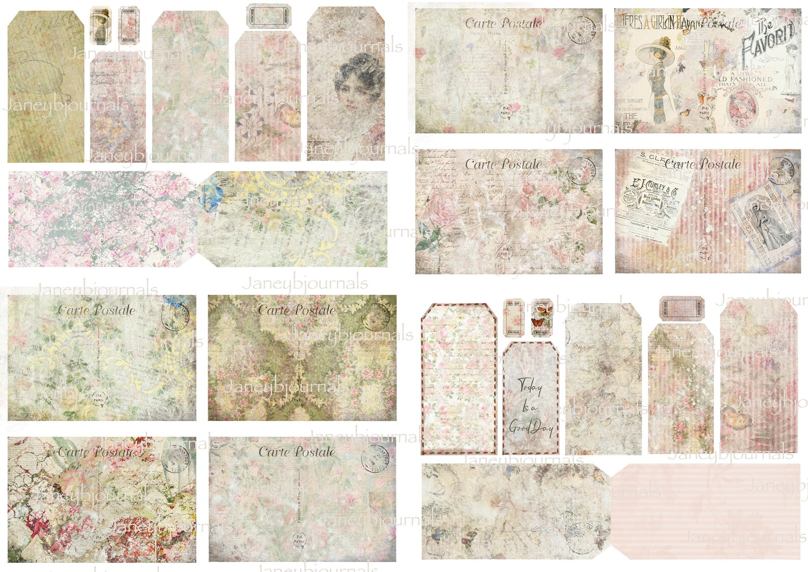 Junk Journal Collage Set28 Pages Papers and Ephemera - Etsy