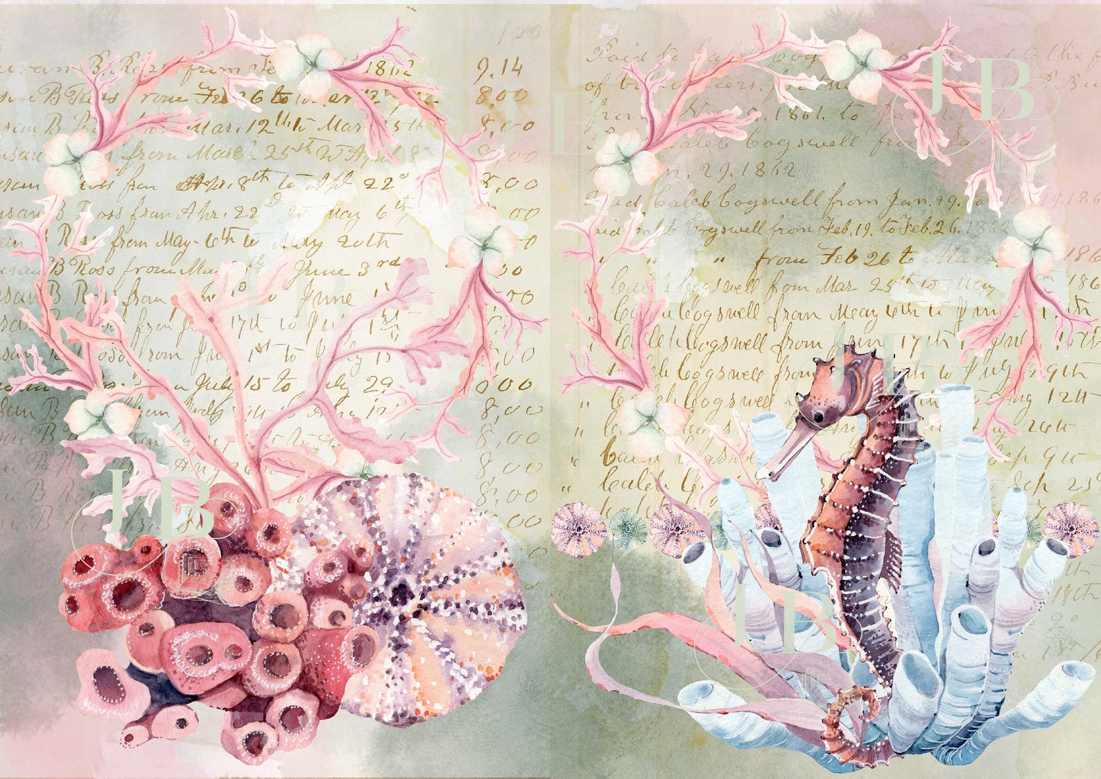 Seaglass a Beautiful Ocean Themed Junk Journal Kit to Print - Etsy