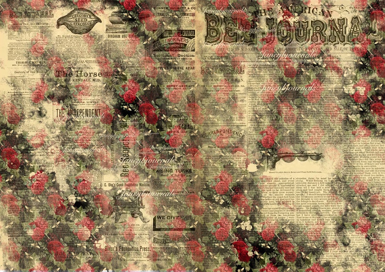 Companion Papers for Junk Journal Kit Honey Roses 15 Pages - Etsy UK