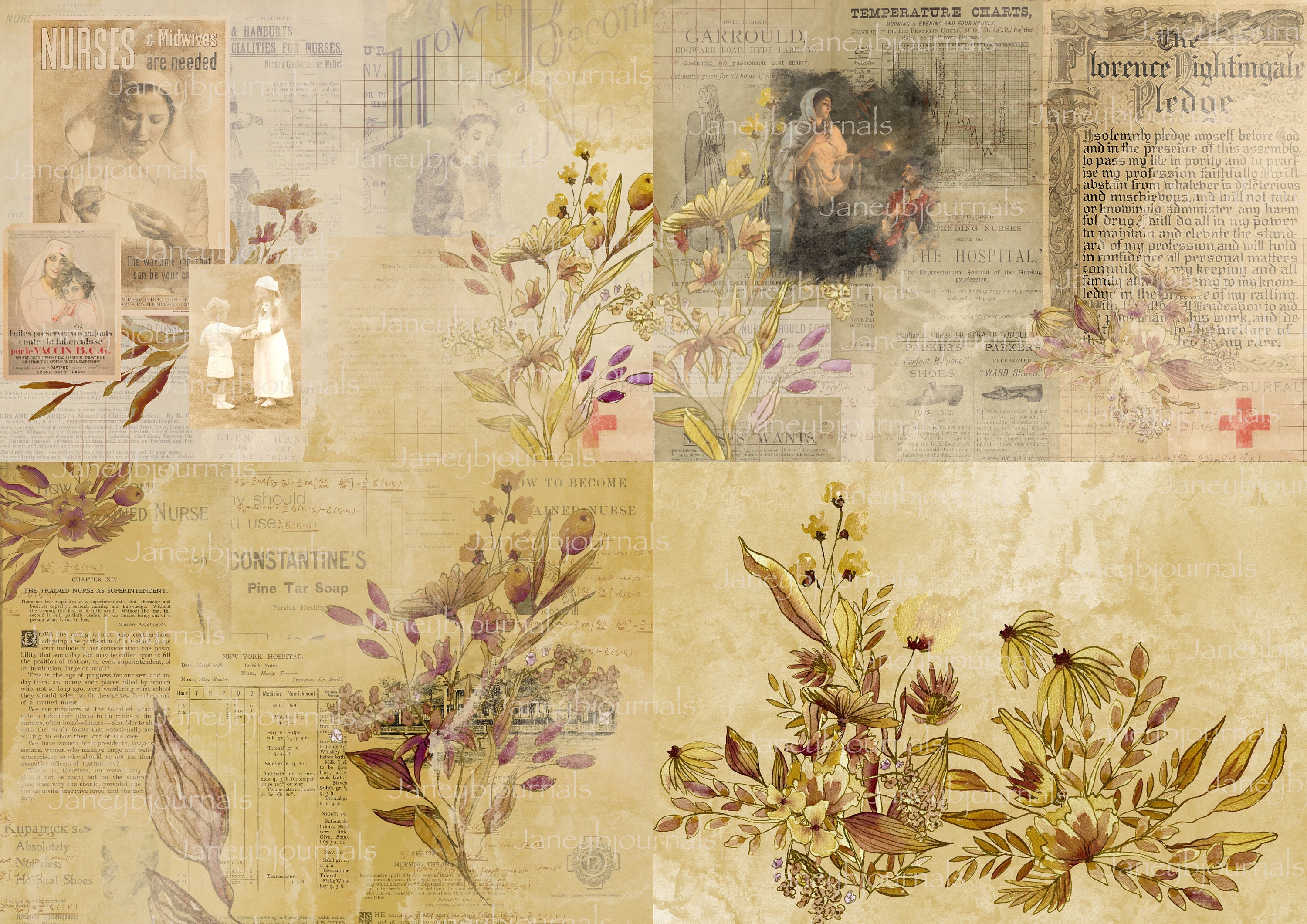 Beautiful Junk Journal Printable Kit The Nurse s Journal Etsy