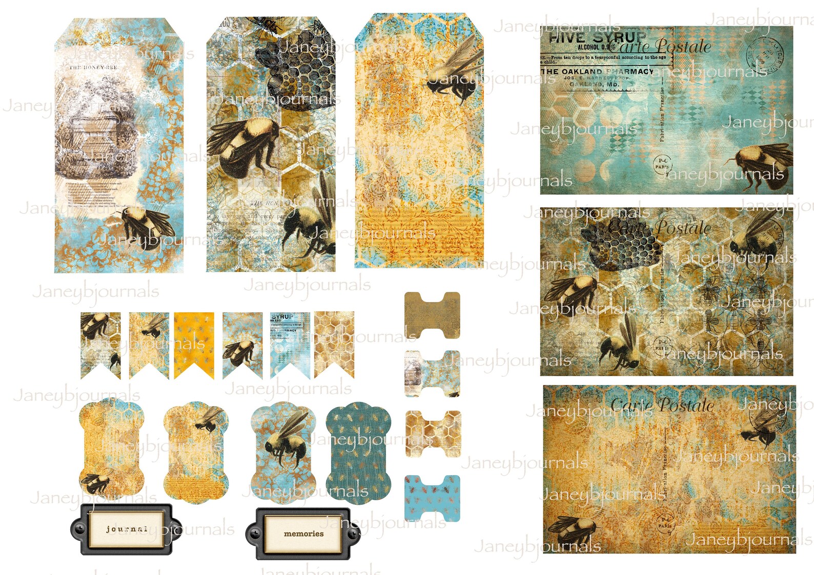 Bee Themed Junk Journal Kit 21 PAGES Customer Favourite - Etsy