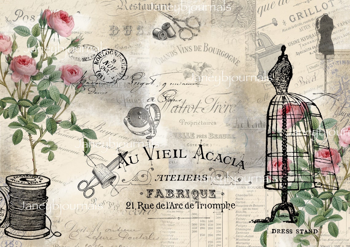 Junk Journal Kit Printable Papers and Ephemerasewing and - Etsy