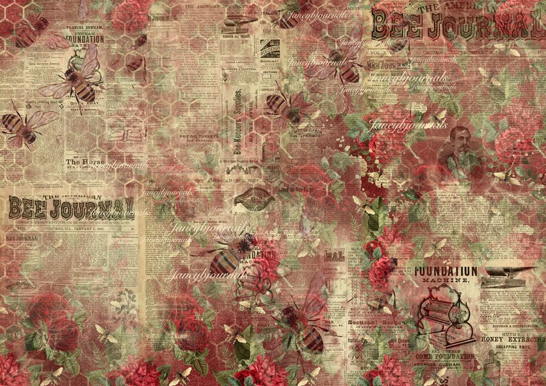 Companion Papers for Junk Journal Kit Honey Roses 15 Pages - Etsy UK