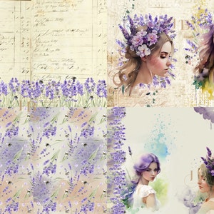 Lady Lavender, a Beautiful Junk Journal Printable Kit, Paper and ...