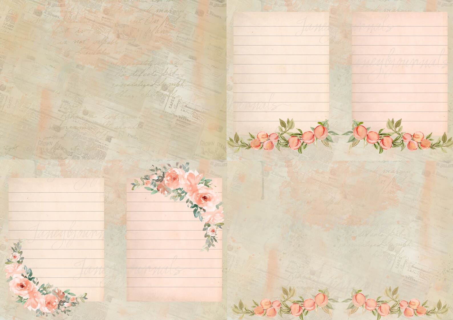 Just Peachy a printable junk journal kit 20 pages | Etsy