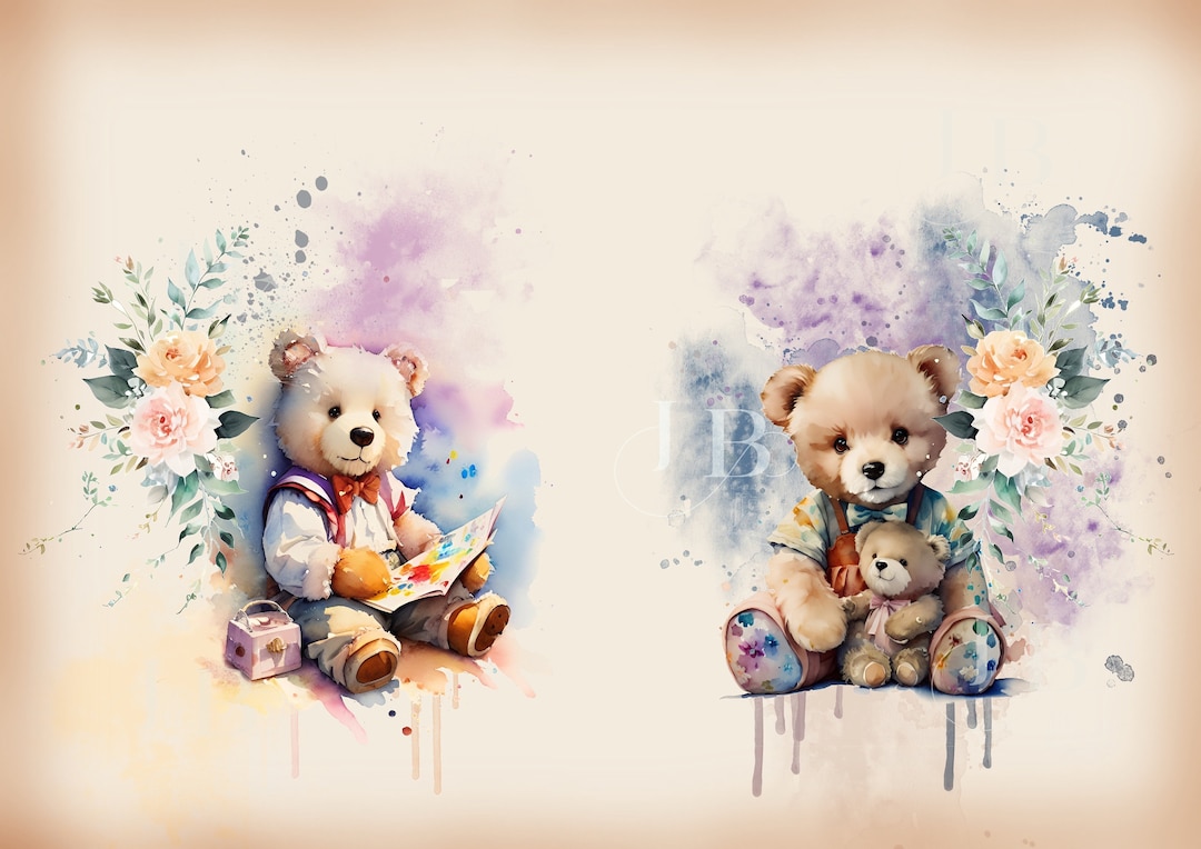 Teddy Love, a Pretty Printable Digital Junk Journal Kit, With the ...