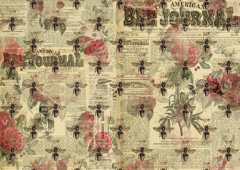 Companion Papers for Junk Journal Kit Honey Roses 15 Pages - Etsy UK