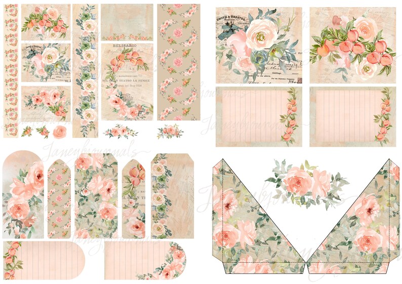 Just Peachy a printable junk journal kit 20 pages | Etsy