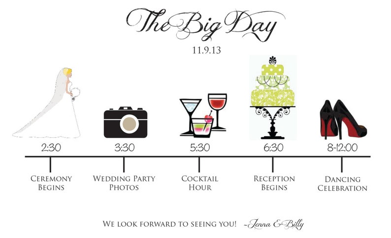 Wedding Guest Schedule/Timeline Custom & Printable | Etsy