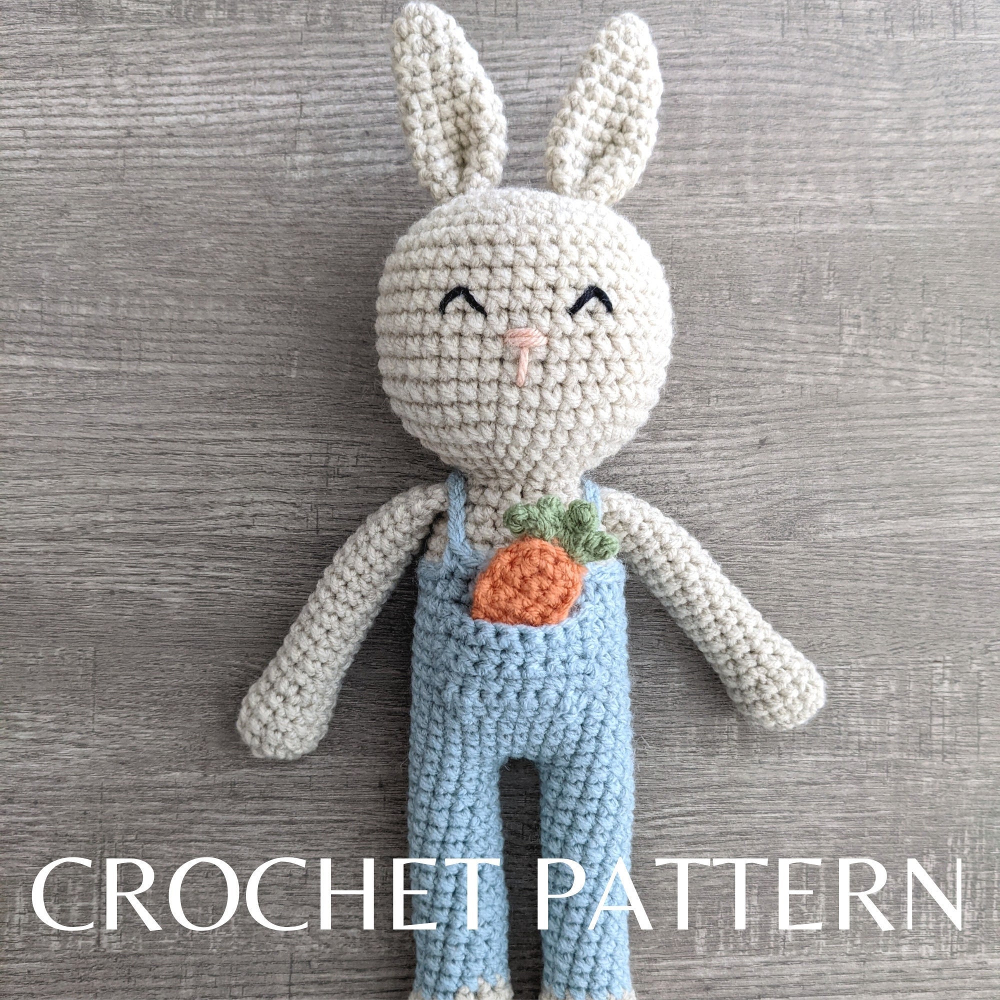 BUNNY IN OVERALLS Crochet Pattern - Digital Download - Amigurumi Bunny ...