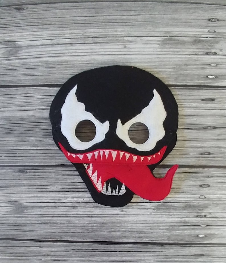 Venom Villain Felt Embroidered Mask Comic Book Villain - Etsy