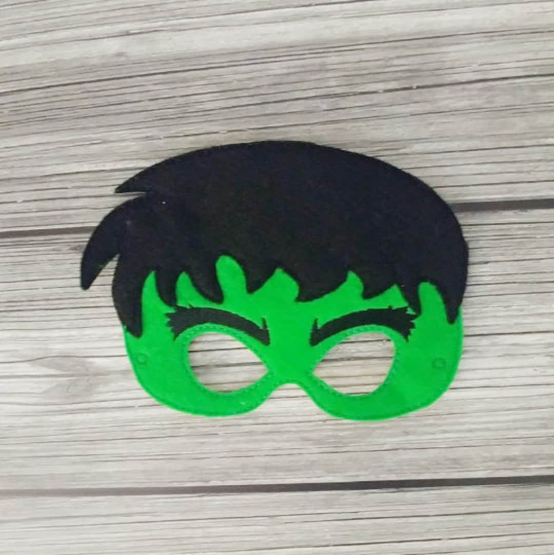 Incredible Green Super Hero Felt Embroidered Mask - Super Hero Mask ...