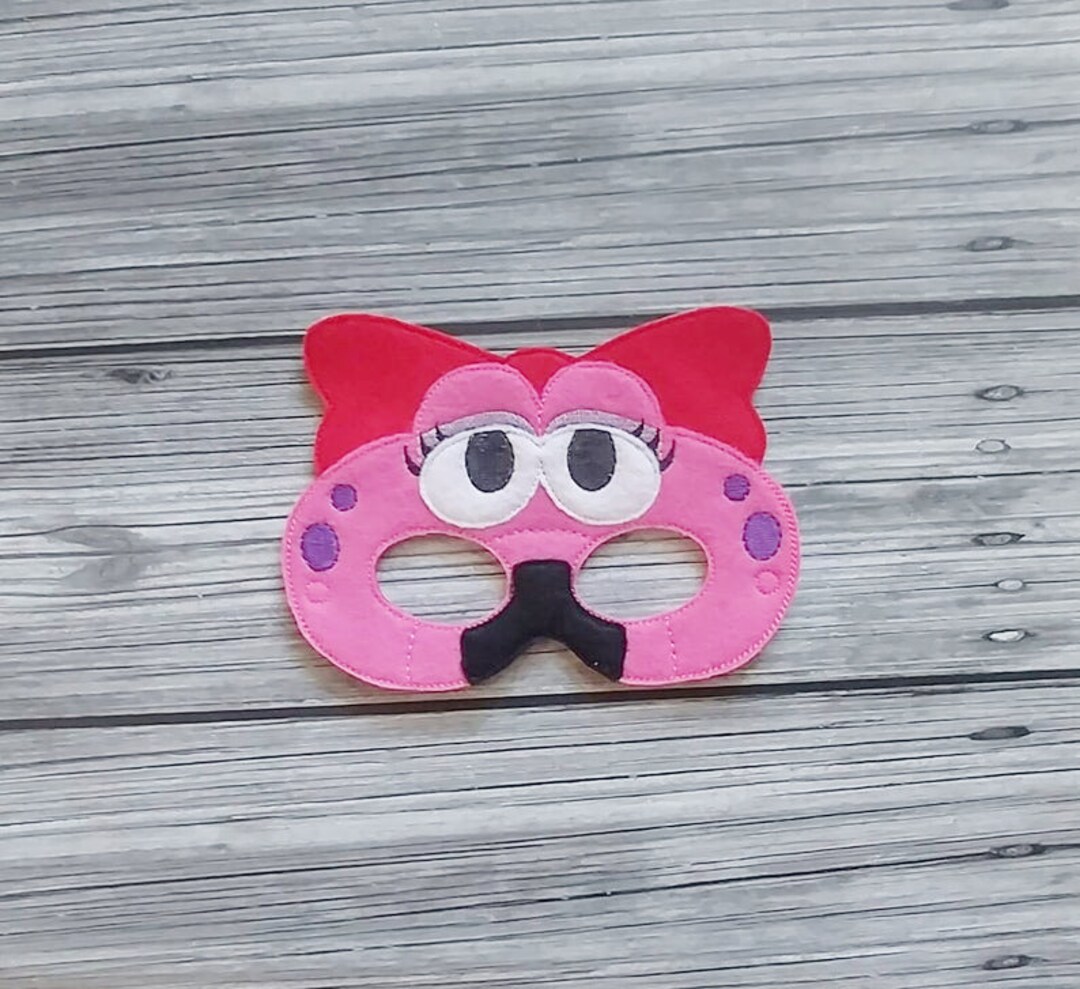 Birdo Embroidered Felt Mask: Pink Dinosaur Costume, Pretend Play - Etsy