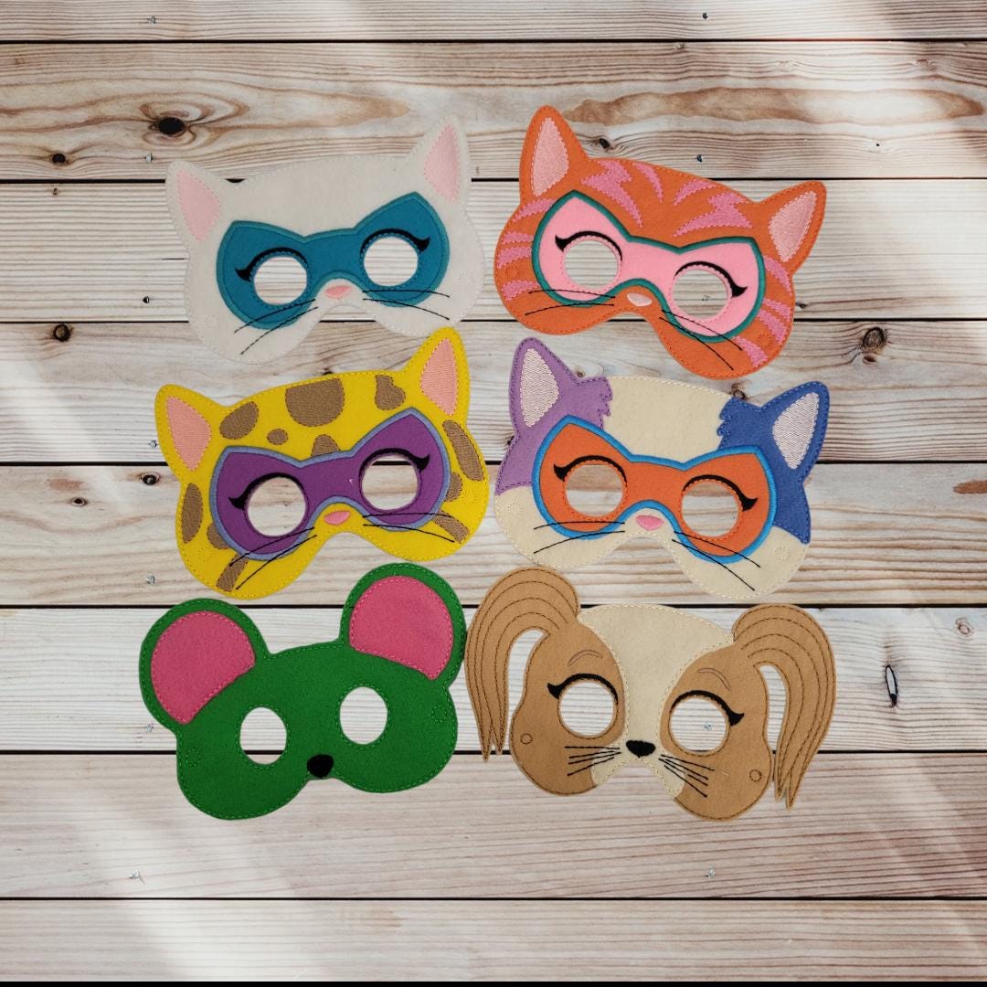 Strong Kitties Felt Pretend Play Masks - Super Powers - Halloween ...