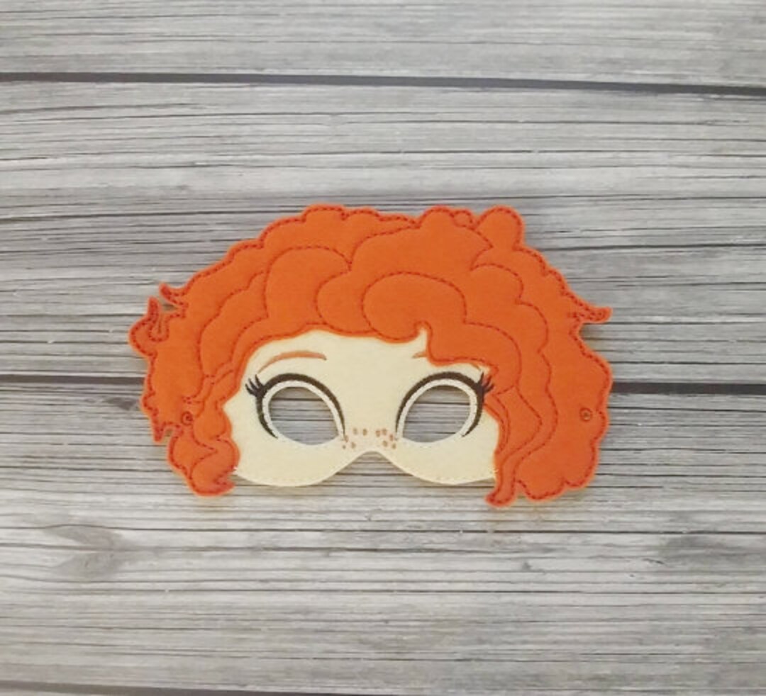 Merida Mask - Red-haired Princess Mask - Brave Princess Embroidered ...